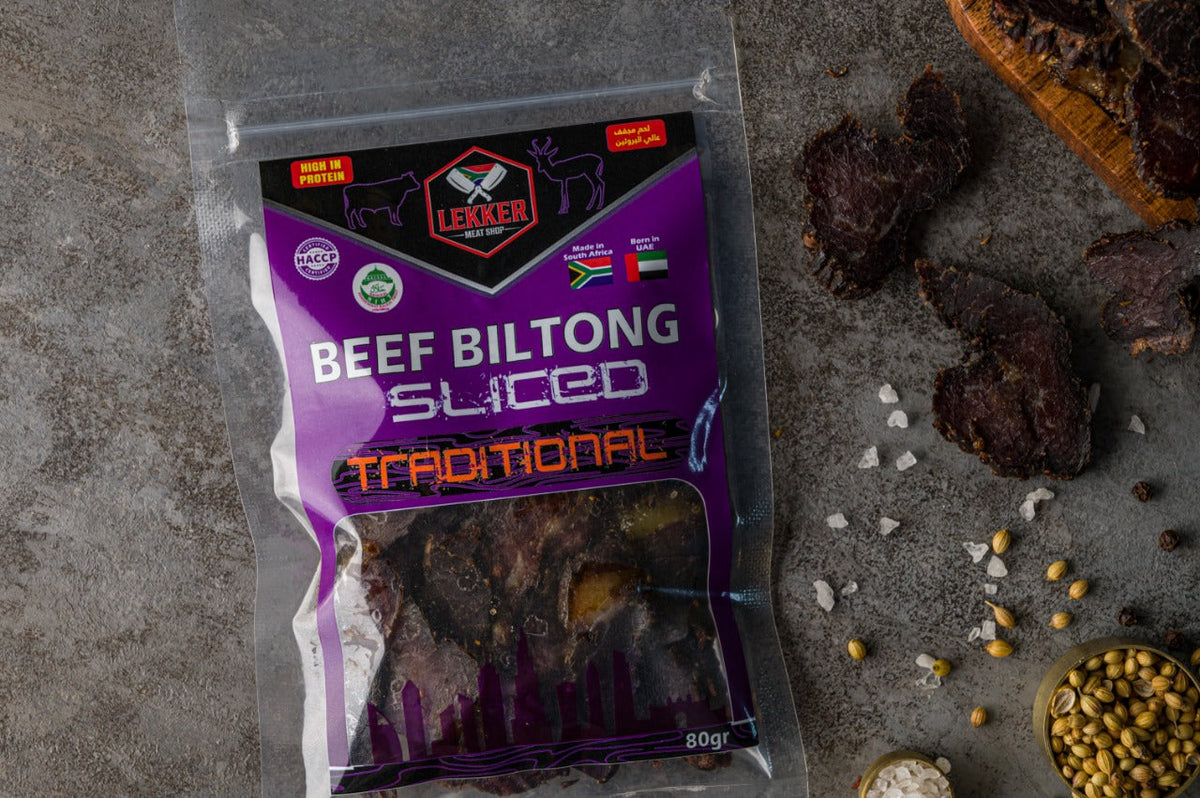 LEKKER BEEF BILTONG SLICED TRADITIONAL 80G – Hyperama - South African ...